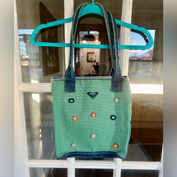 Roxy | Bags | 42 Roxy Quicksilver Vintage 90sy2k Woven Denim Tote Bag ...